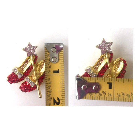 Jewelry | New Wizard Of Oz Ruby Slippers Wand Pin | Poshmark